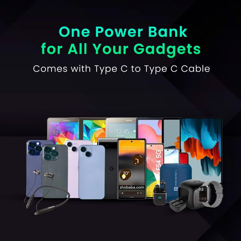 Portronics Luxcell Wireless Mini 10000mAh Powerbank, Color : Black at ...