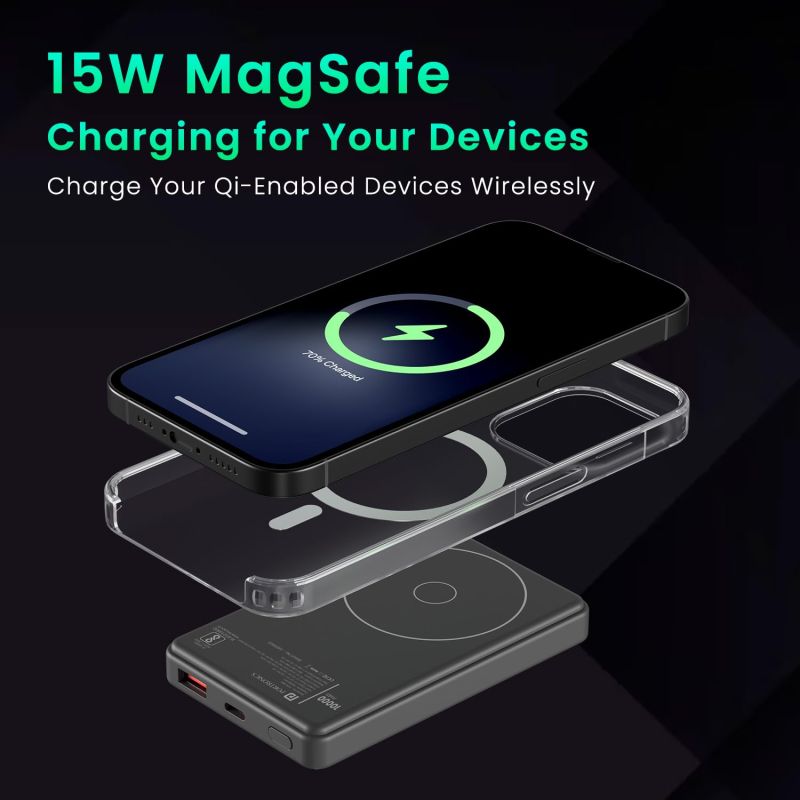 Portronics Luxcell Wireless Mini 10000mAh Powerbank, Color : Black at ...