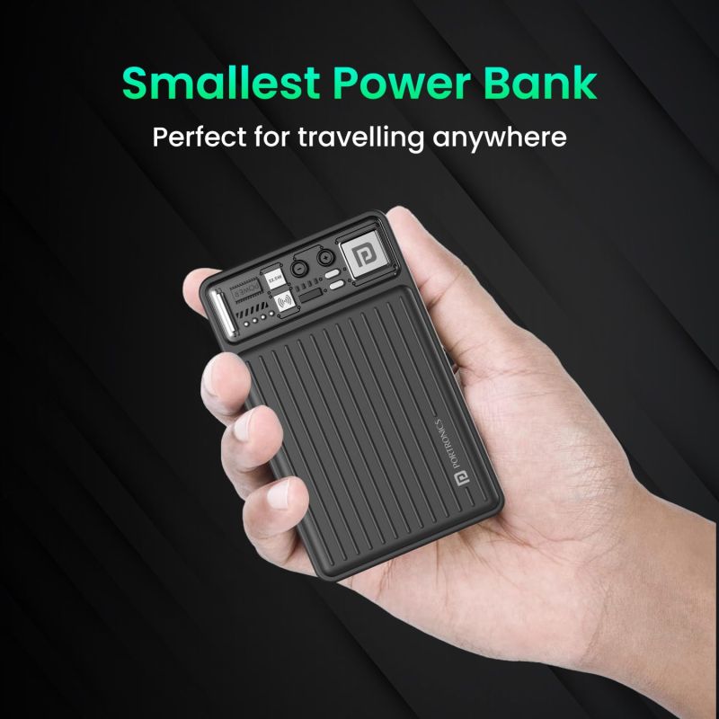 Portronics Luxcell Wireless Mini 10000mAh Powerbank, Color : Black at ...
